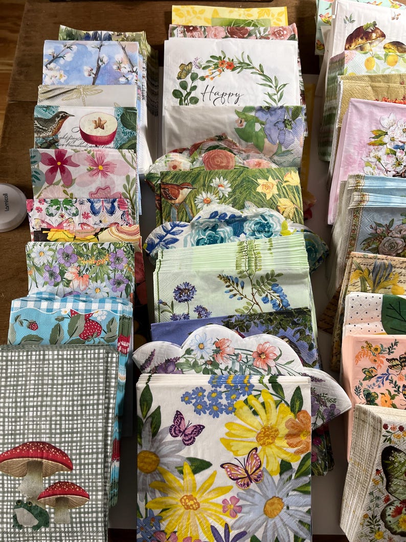 50 Different Patterned Paper Napkins for Decoupage Junk Journals Tags ...