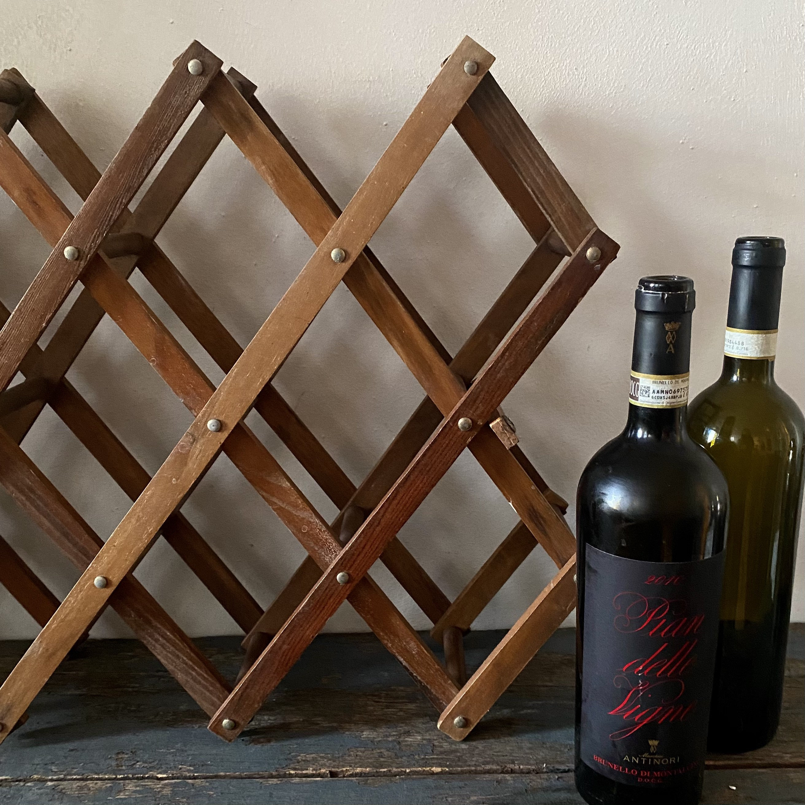 Large Vintage Wooden Wine Rack Mid-Century Accordion Folding Rustic ...