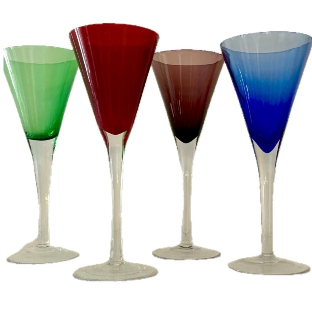 MAD MEN Set 4 MCM Gimlet Martini Glasses Ruby Red Amethyst Purple ...