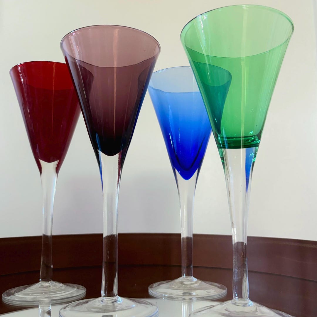 MCM MIX! Colorful SET 4 Vintage 60s Gimlet Martini Glasses Ruby Red ...