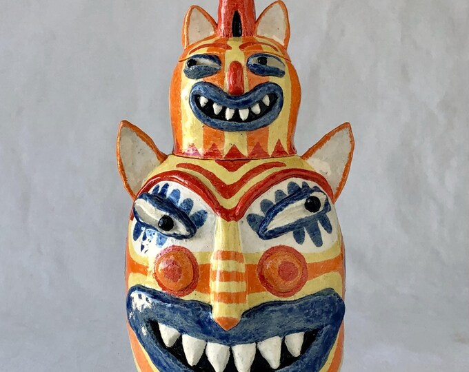 Cat Stacking Jars OOAK Handmade Ceramic Cat Totem Multicolor Cats ...