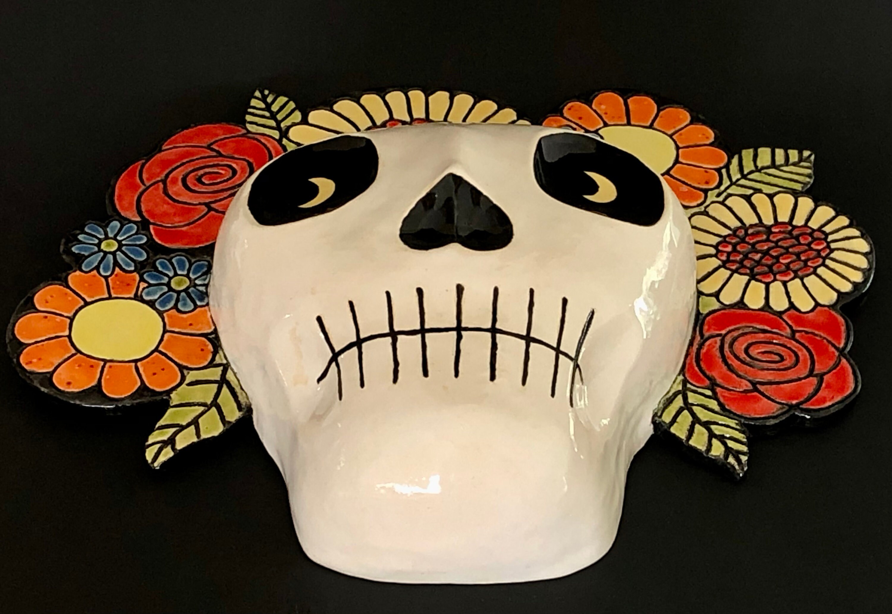 Ceramic Dia De Los Muertos Wall Pocket Wall Vase Day of the Dead Skull ...