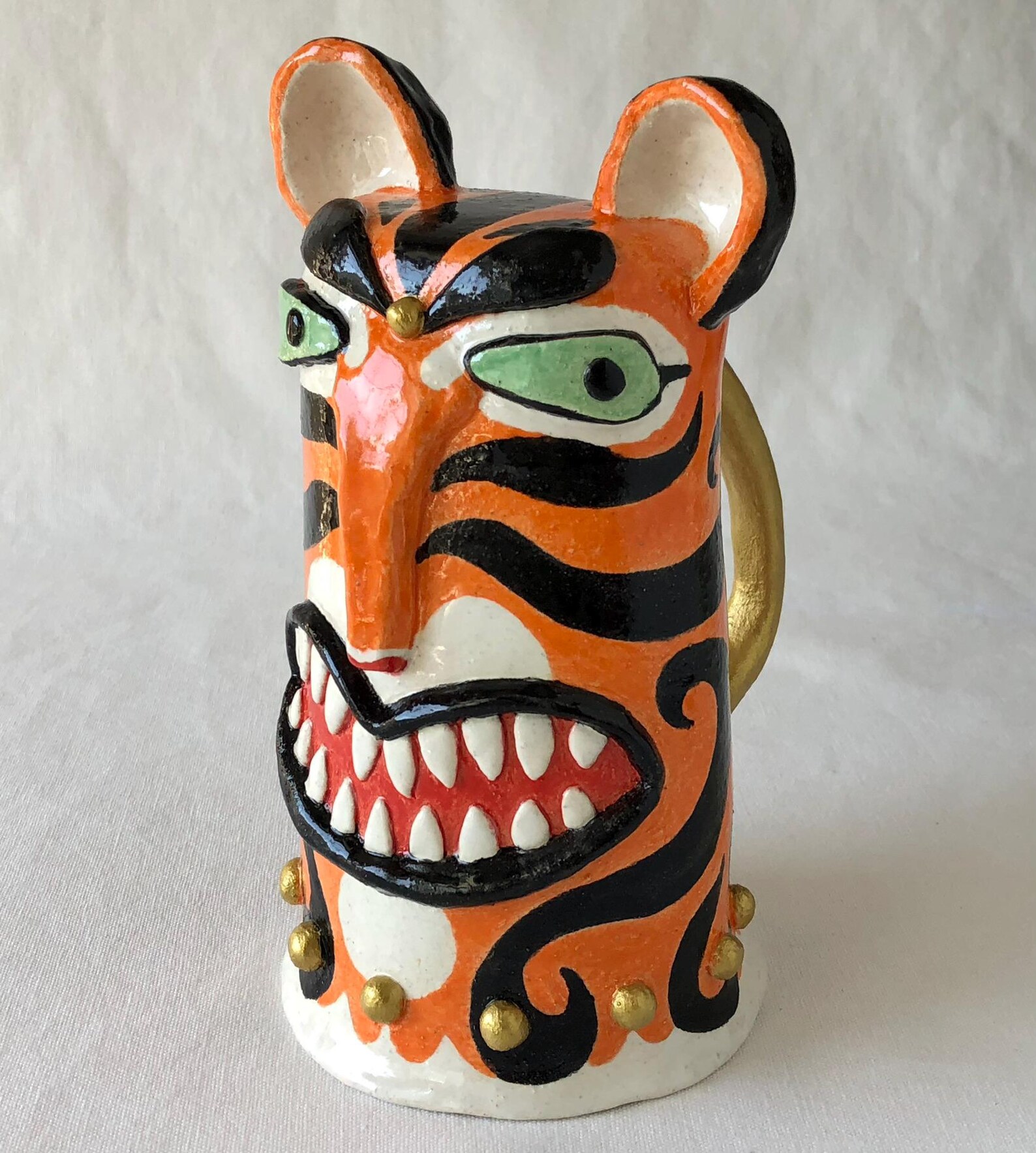 Handmade Ceramic Tiger Rhyton: Ceremonial Stein Cup - Etsy
