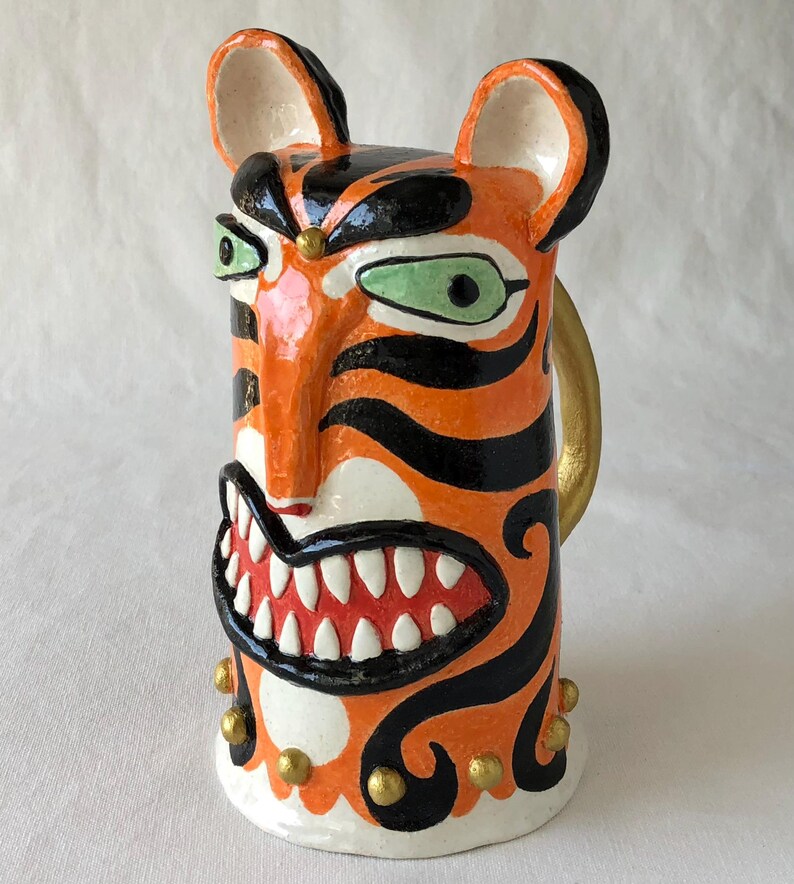 Tiger Rhyton Handmade Ceramic Tiger Ceremonial Cup Tiger Stein Extra ...
