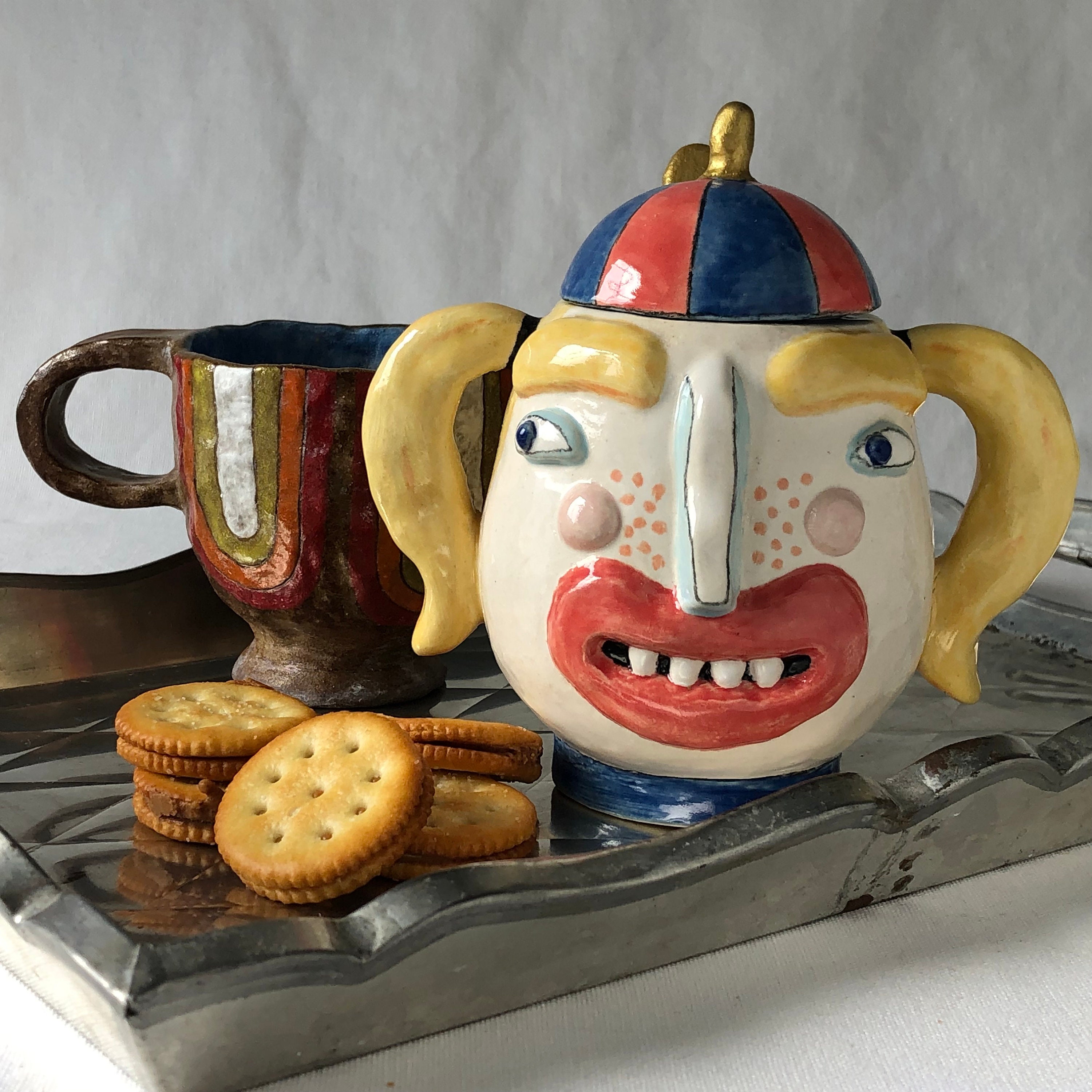 HONEY CHILD Handmade Ceramic Honey Pot, Blond Girl With Ponytails ...