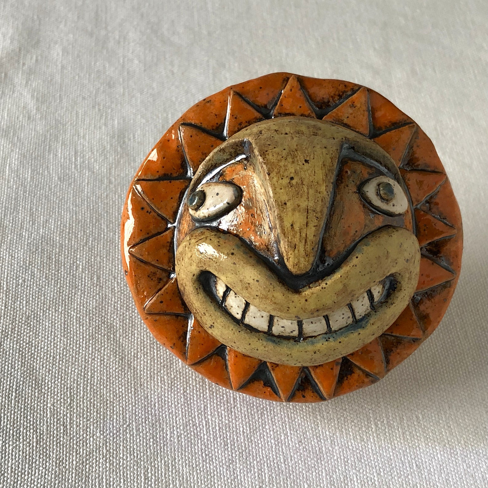 Ceramic Rattle Sun Face Design Handmade Ceramics Rattle Ceramic Decor ...