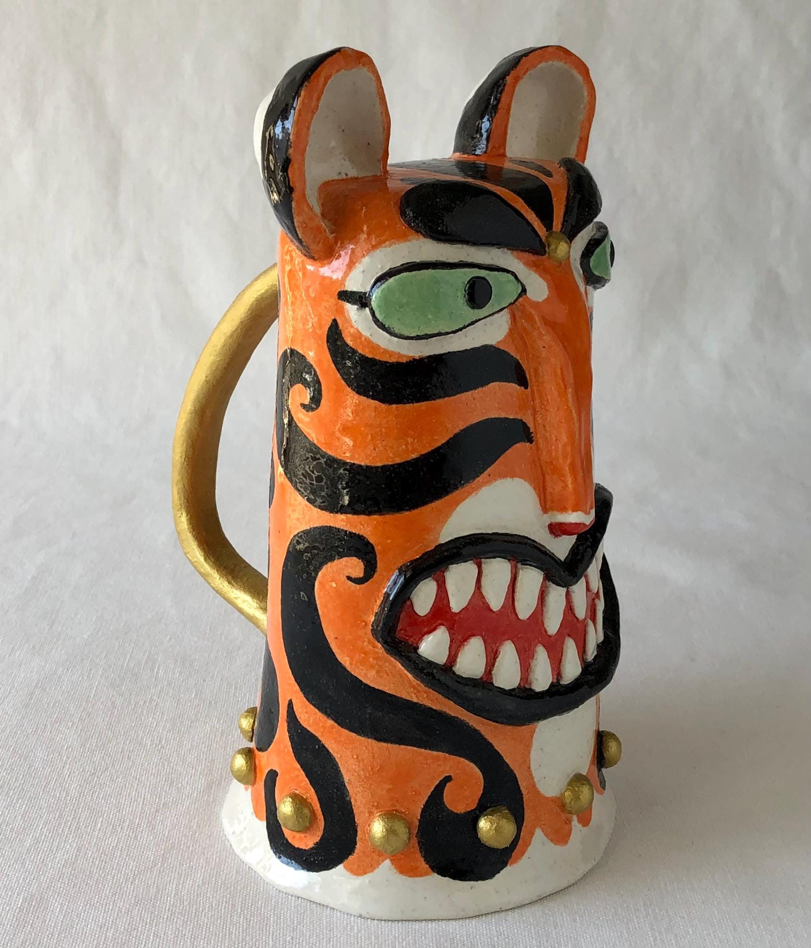 Tiger Rhyton Handmade Ceramic Tiger Ceremonial Cup Tiger Stein Extra ...