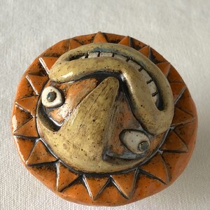 Ceramic Rattle Sun Face Design Handmade Ceramics Rattle Ceramic Decor ...