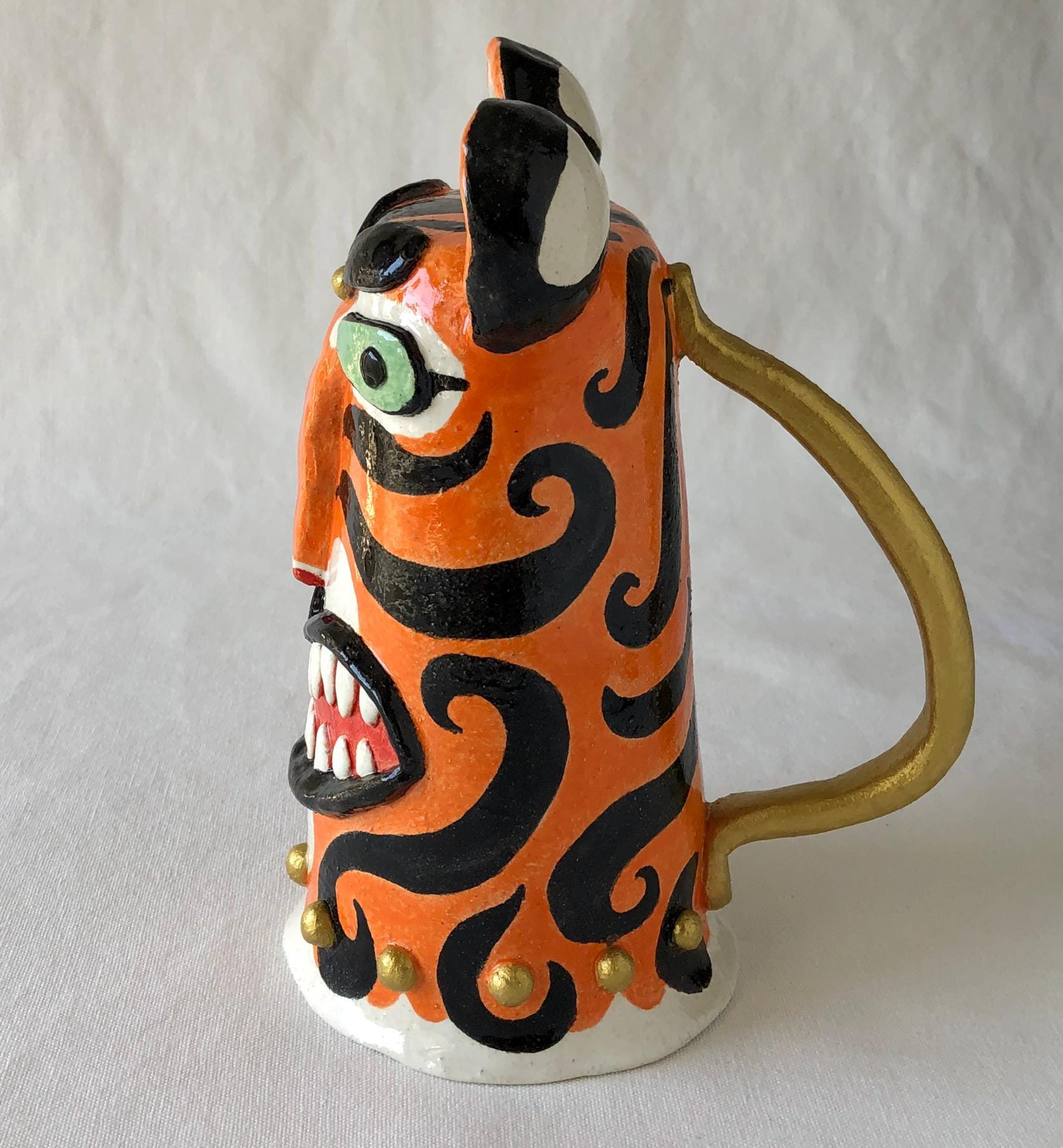 Handmade Ceramic Tiger Rhyton: Ceremonial Stein Cup - Etsy