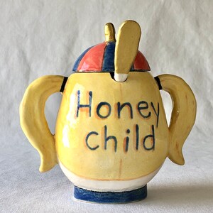 HONEY CHILD Handmade Ceramic Honey Pot, Blond Girl With Ponytails ...
