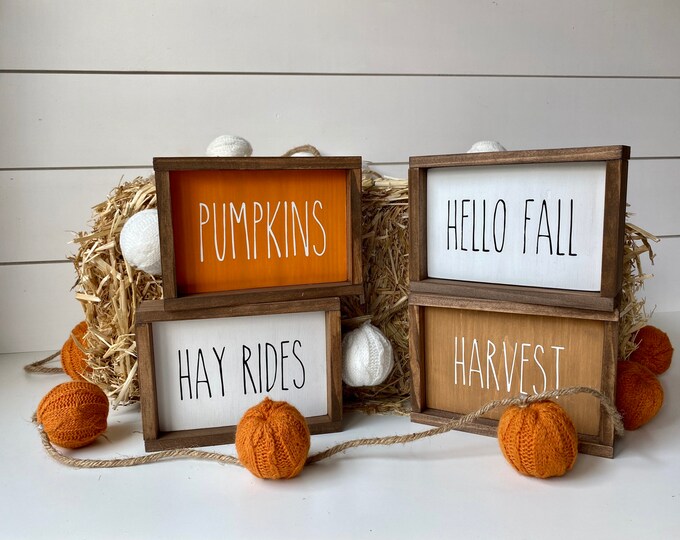 Fall Mini Signs Tier Tray Decor Harvest Hello Fall | Etsy