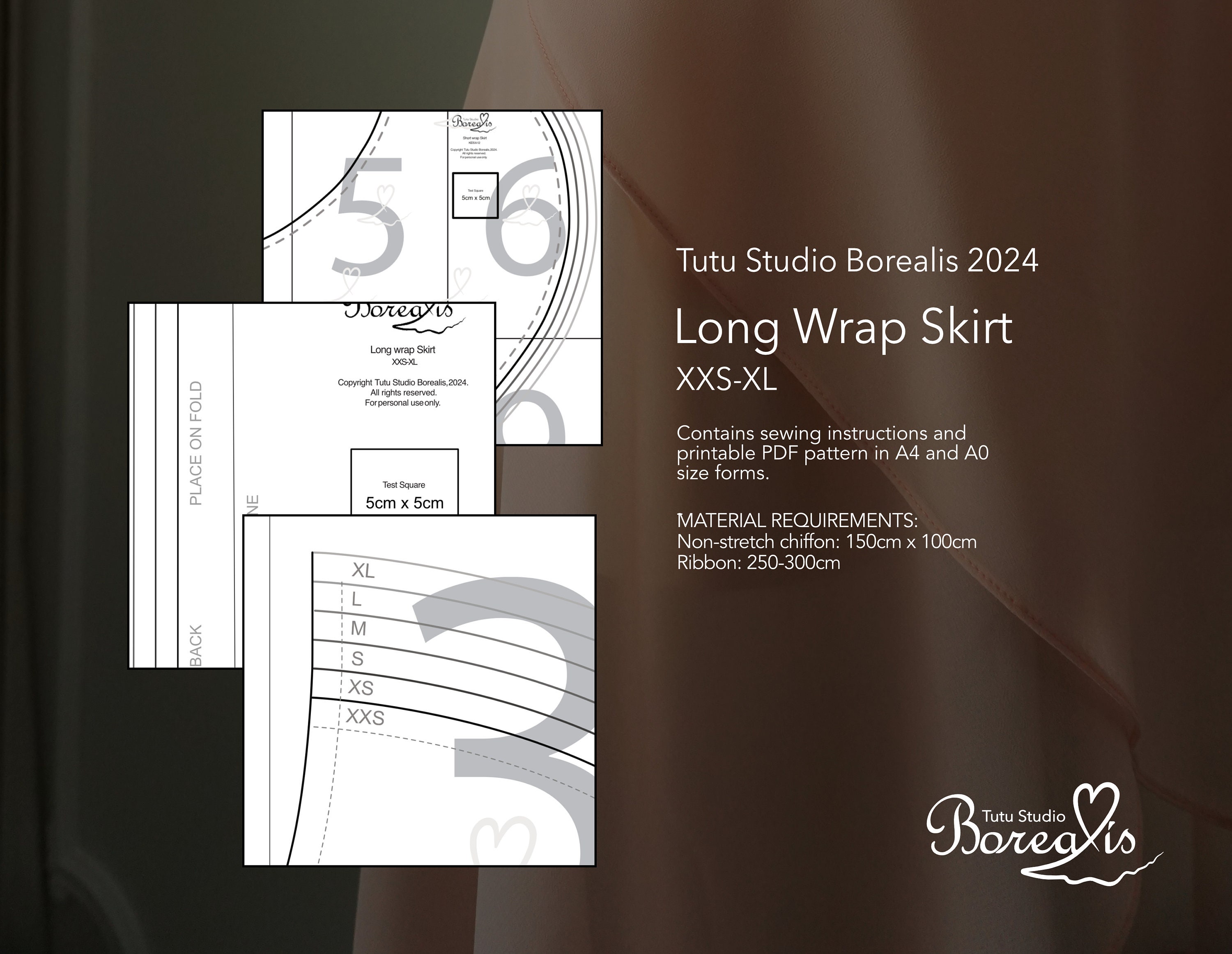 SEWING PATTERN | Long Ballet Wrap Skirt | Instant Download Printable ...