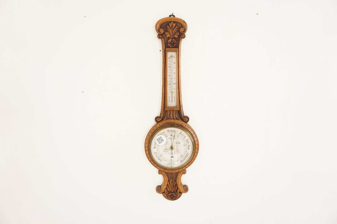 Ant. Victorian Carved Oak Aneroid Barometer, admiral Fitzrays ...