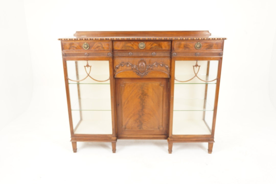 Carved Walnut Display Cabinet, China Cabinet, Scotland 1900, H877 - Etsy