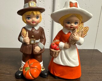 VTG Hand Painted Dona's Mold Ceramic Pilgrim Boy and Girl Statue - Etsy