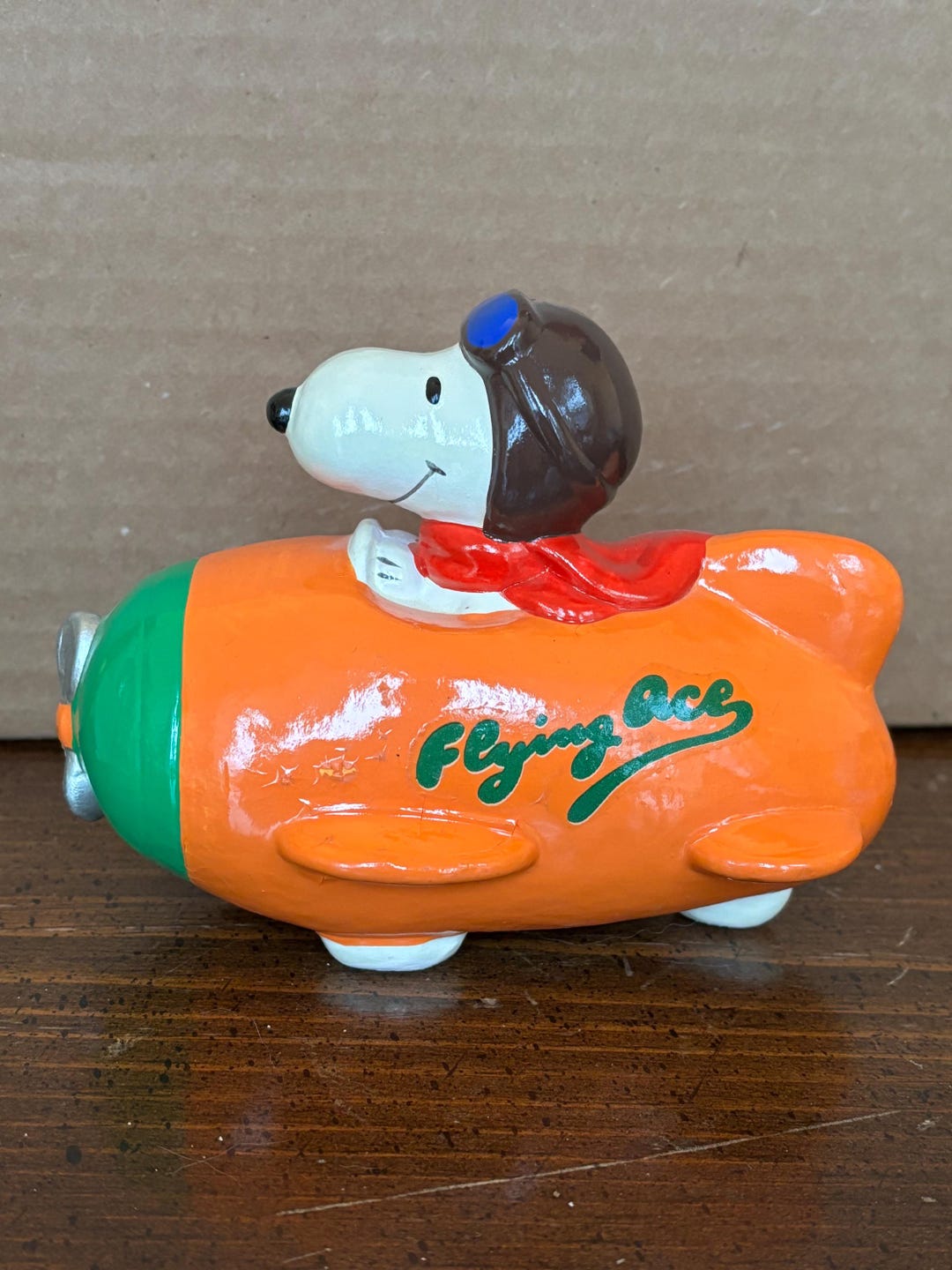 Vintage SNOOPY PEANUTS Orange Airplane Flying Ace Bank - Etsy