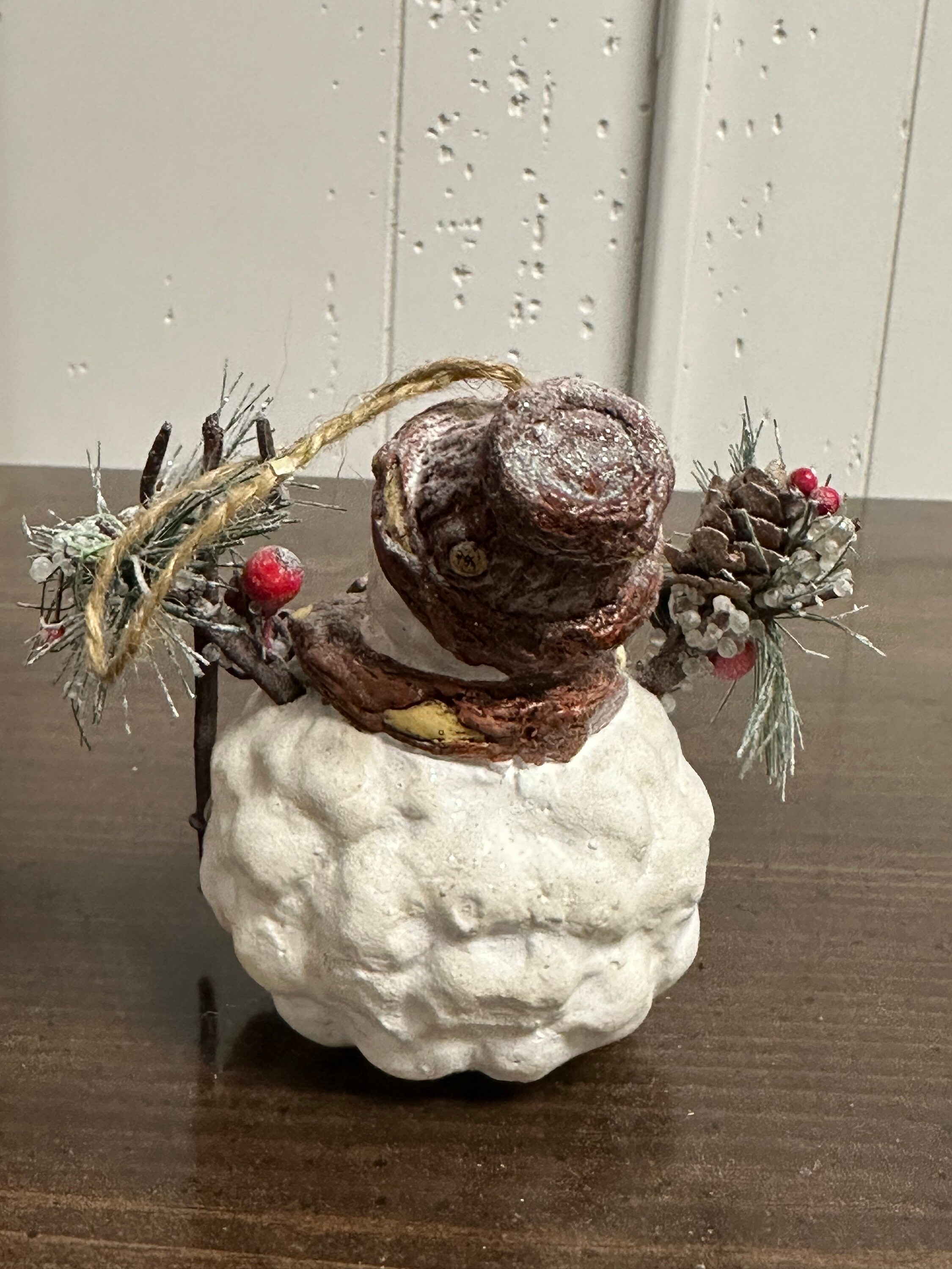 Snowman Frosty Stone Resin Christmas Holiday Tree Hanging Ornament 3.75 ...