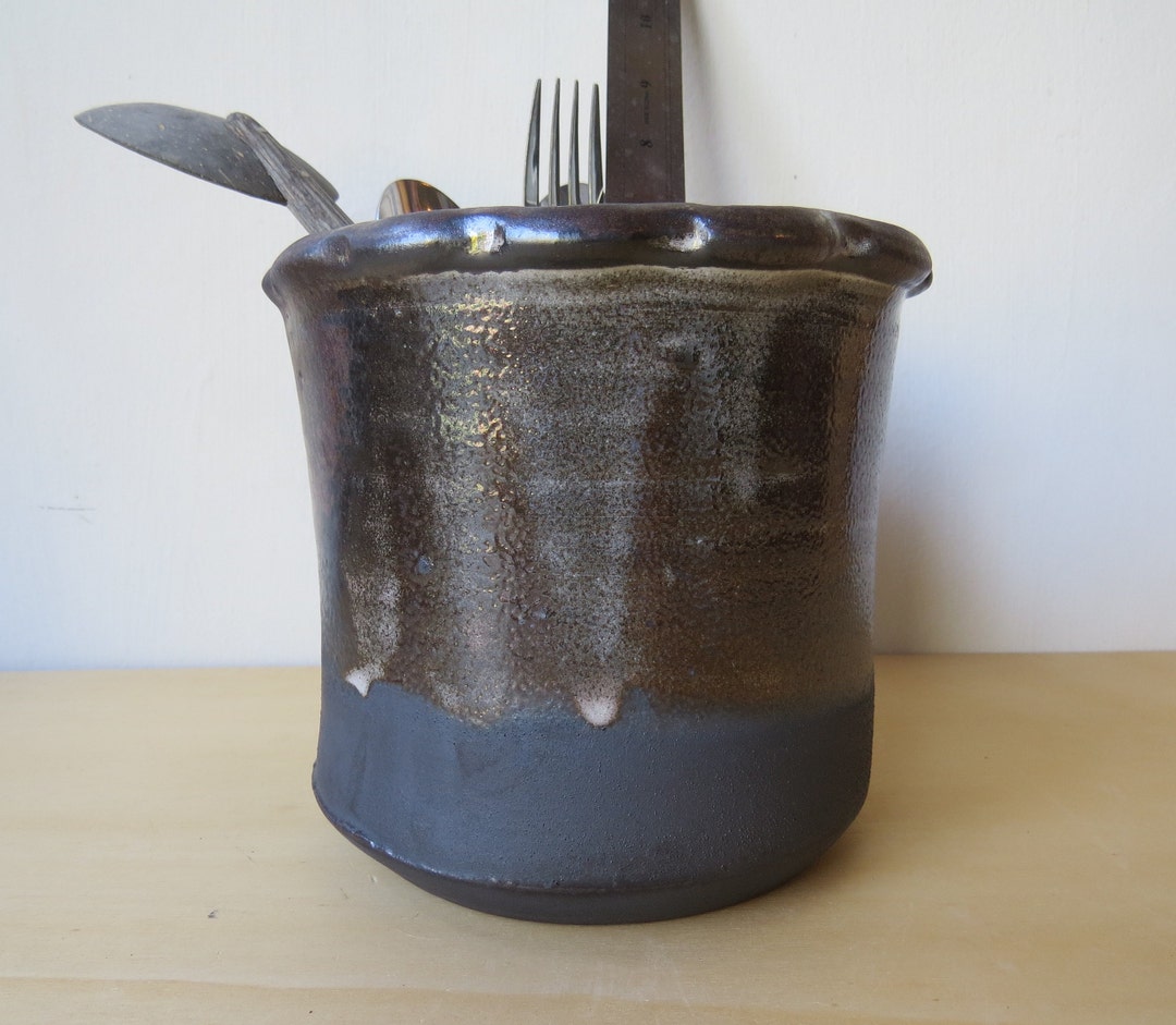 Ceramic Silverware Holder/drainer, Utensil/cutlery Caddy, Squat Vase ...