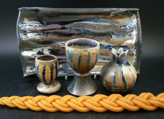 Handmade Ceramic Havdalah Set Wood and Soda Fired Pottery - Etsy