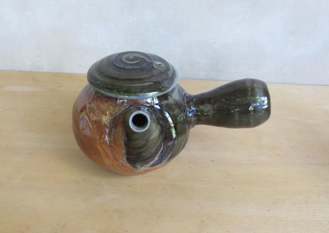 Ceramic Kyusu Teapot, Wood and Soda Fired, 20 Oz Japan Style Side ...