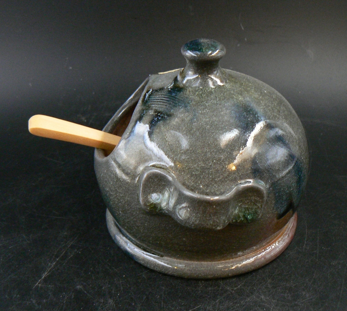 Ceramic Salt Cellar With Spoon, Salt Pig, Wood and Soda Fired Pottery ...