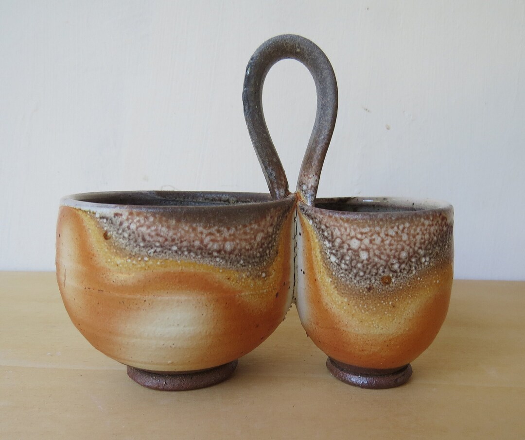 Olive and Pits Ceramic Condiment Caddy, Wood and Soda Fired Pottery - Etsy