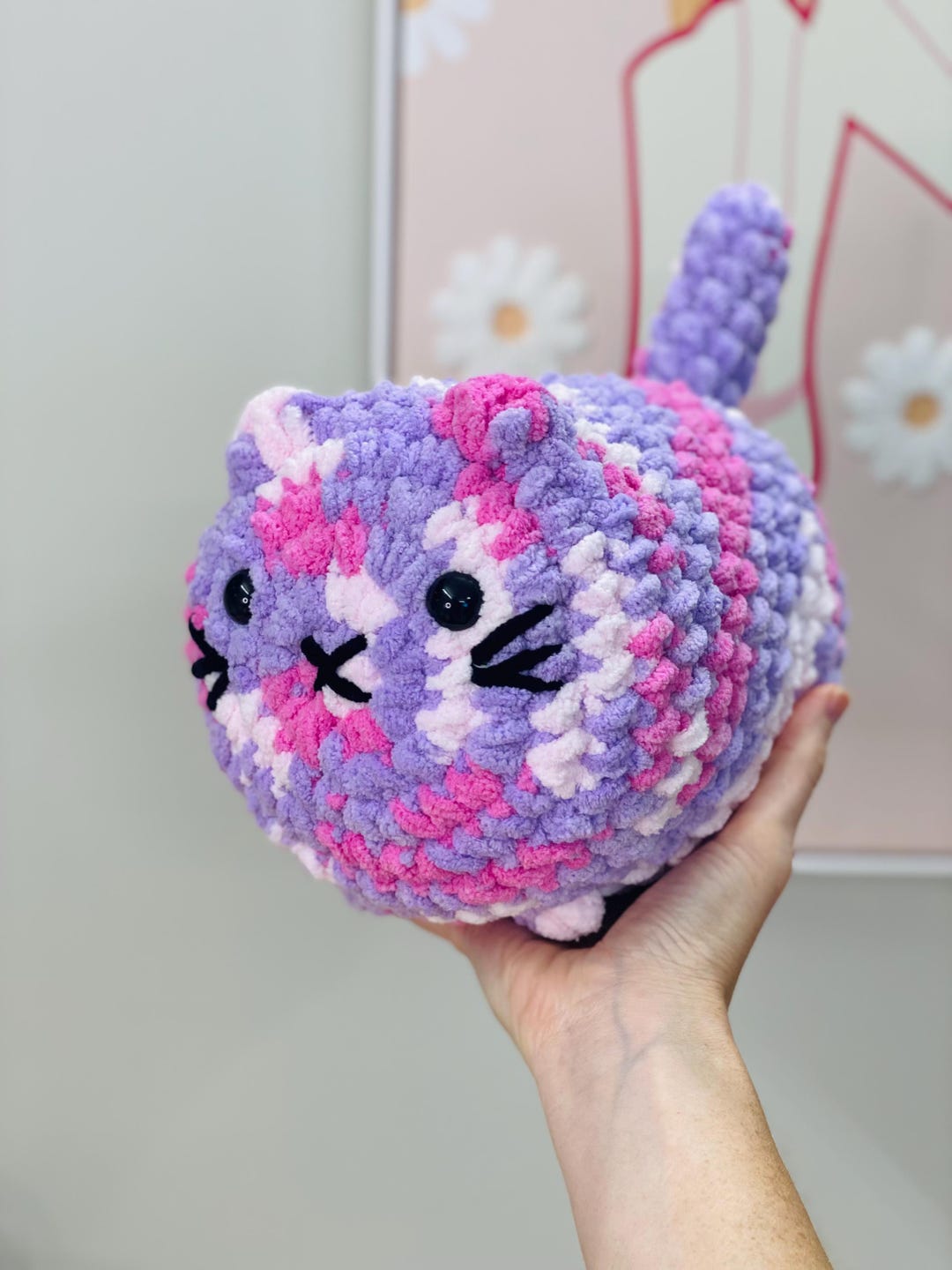 Pink Loaf Kitty, Chubby Cat Plushie, Loaf Cat Stuffy, Crochet Cat, Pink ...