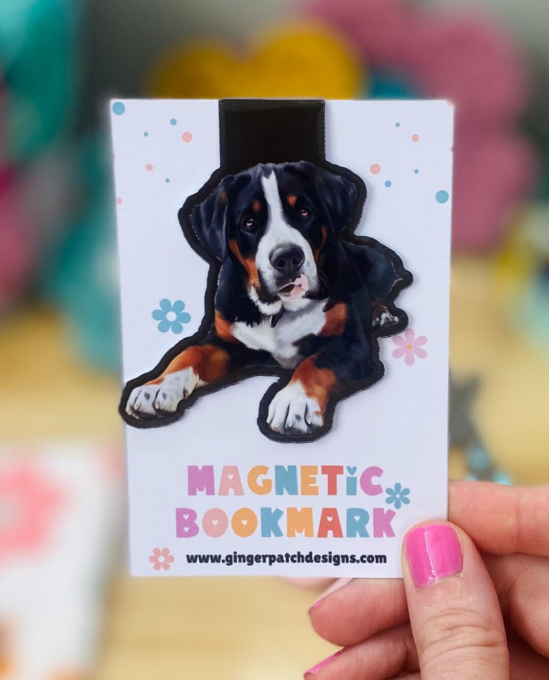 Swiss Mountain Dog Magnetic Bookmark, Bernese Mountain Dog, Dog Reading ...
