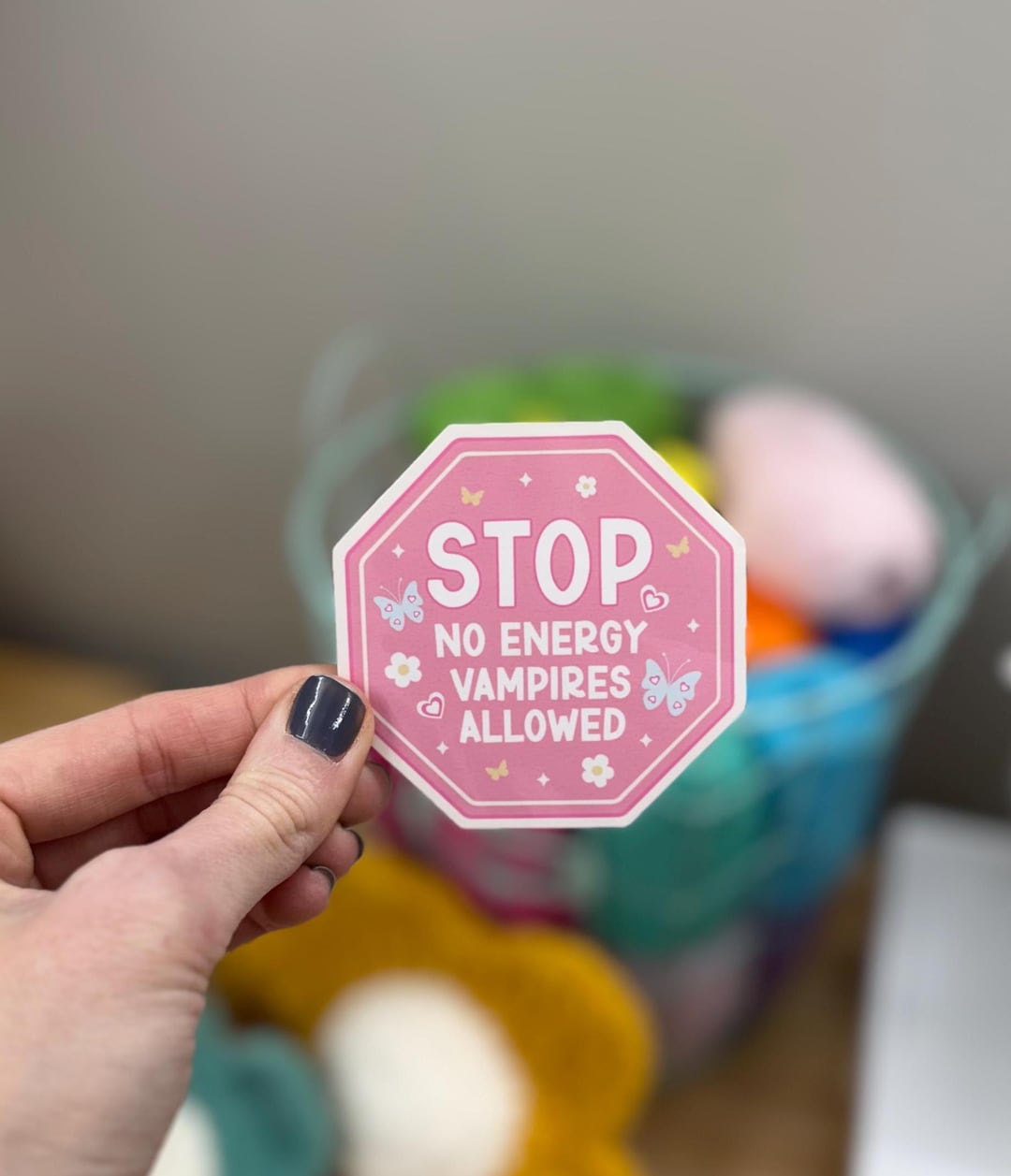 Energy Vampire Sticker, Stop No Energy Vampires Allowed, Pink Stop Sign ...