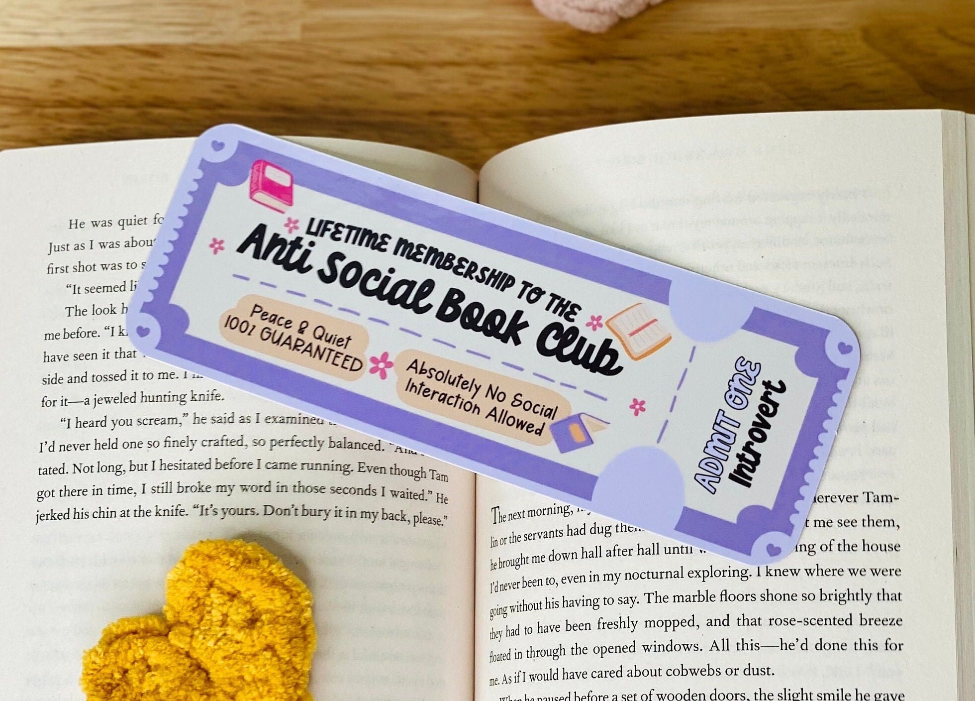 Anti Social Book Club Bookmark, Purple Bookmark, Admission Ticket ...