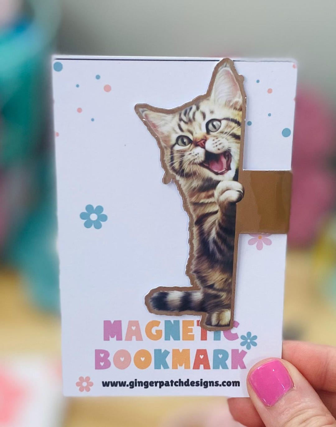Smiling Cat Magnetic Bookmark, Side Magnetic Bookmark, Cute Peeking Cat ...
