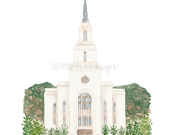 Layton Utah LDS Temple Watercolor - Etsy