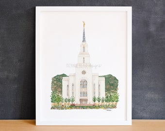 Layton Utah LDS Temple Watercolor - Etsy