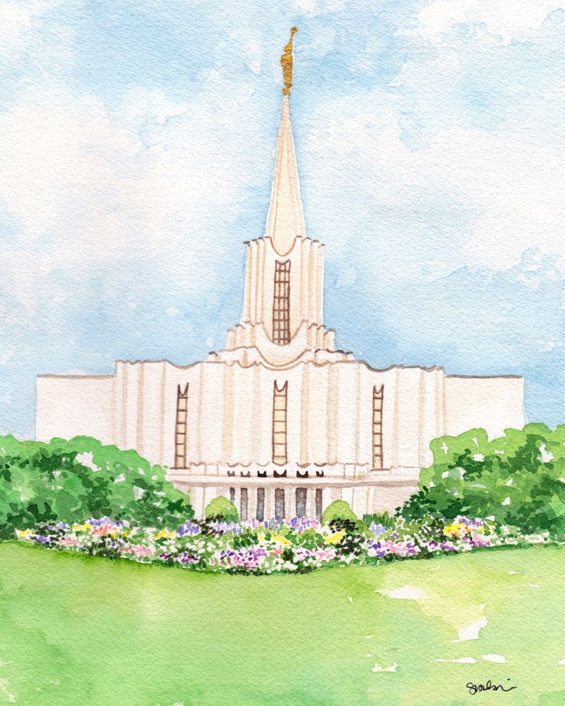 Jordan River LDS Temple Watercolor Digital Download - Etsy