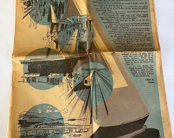 1970's BART Train Opening, Rare Original Newspaper, Oakland Tribune ...