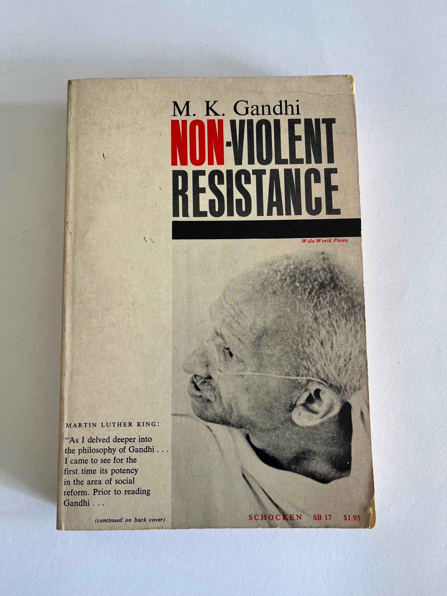 M.K. GANDHI NON-VIOLENT Resistance First Schocken Paperback Edition ...