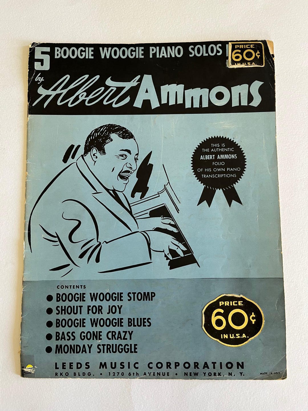 ALBERT AMMONS ~ 5 Boogie Woogie Piano Solos, 1941, Vintage Sheet Music ...