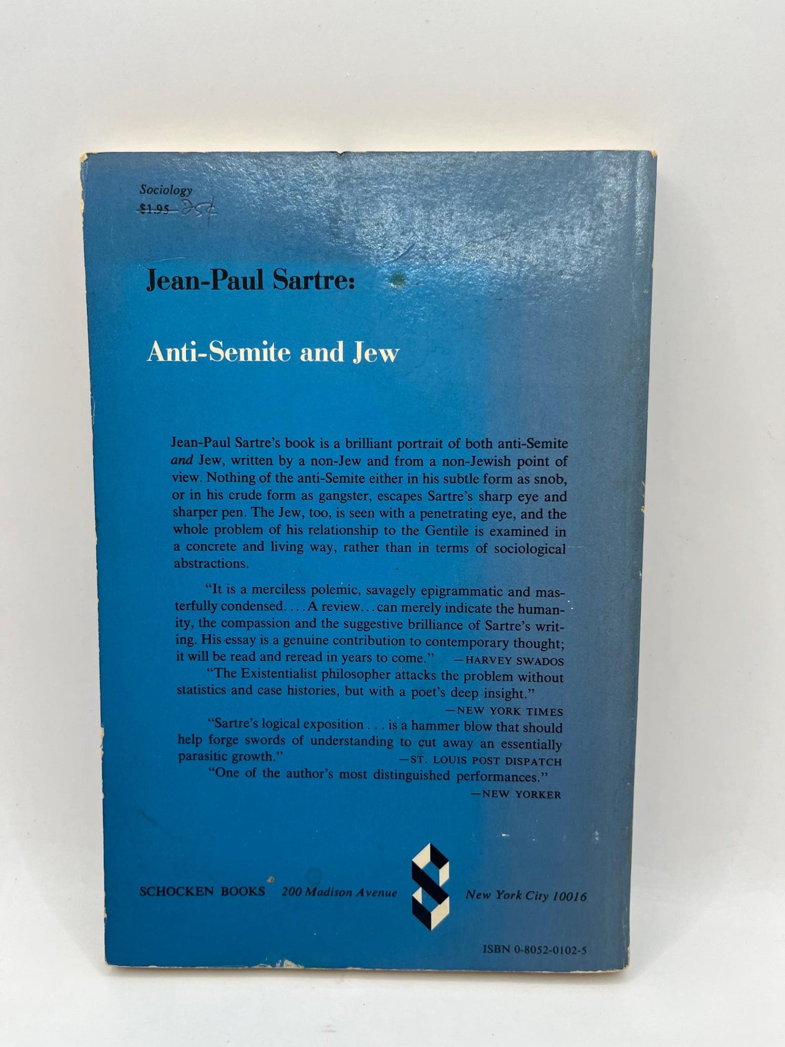 Anti-semite and Jew by Jean-paul Sarte, ; Translated by George J ...