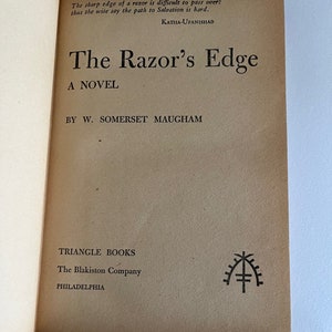 THE RAZOR’S EDGE ~ W. Somerset Maugham, 1946 Hardcover, Movie Tie in ...