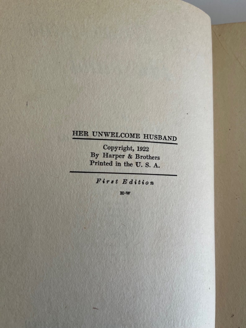 1920's W.L. GEORGE Her Unwelcome Husband 1st 1922 - Etsy