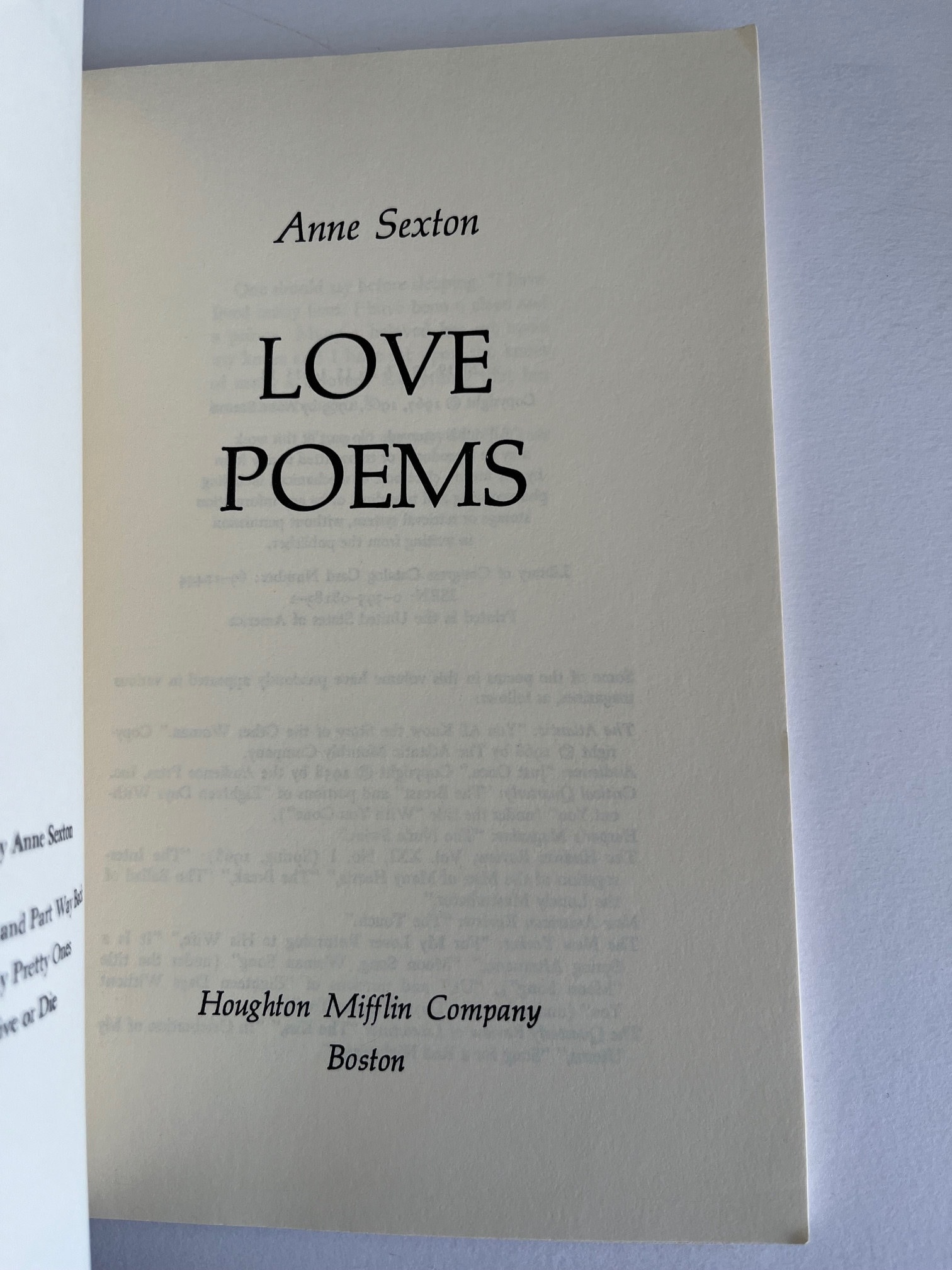 ANNE SEXTON LOVE Poems by Anne Sexton 1969 Modern Poetry Poet Pulitzer ...