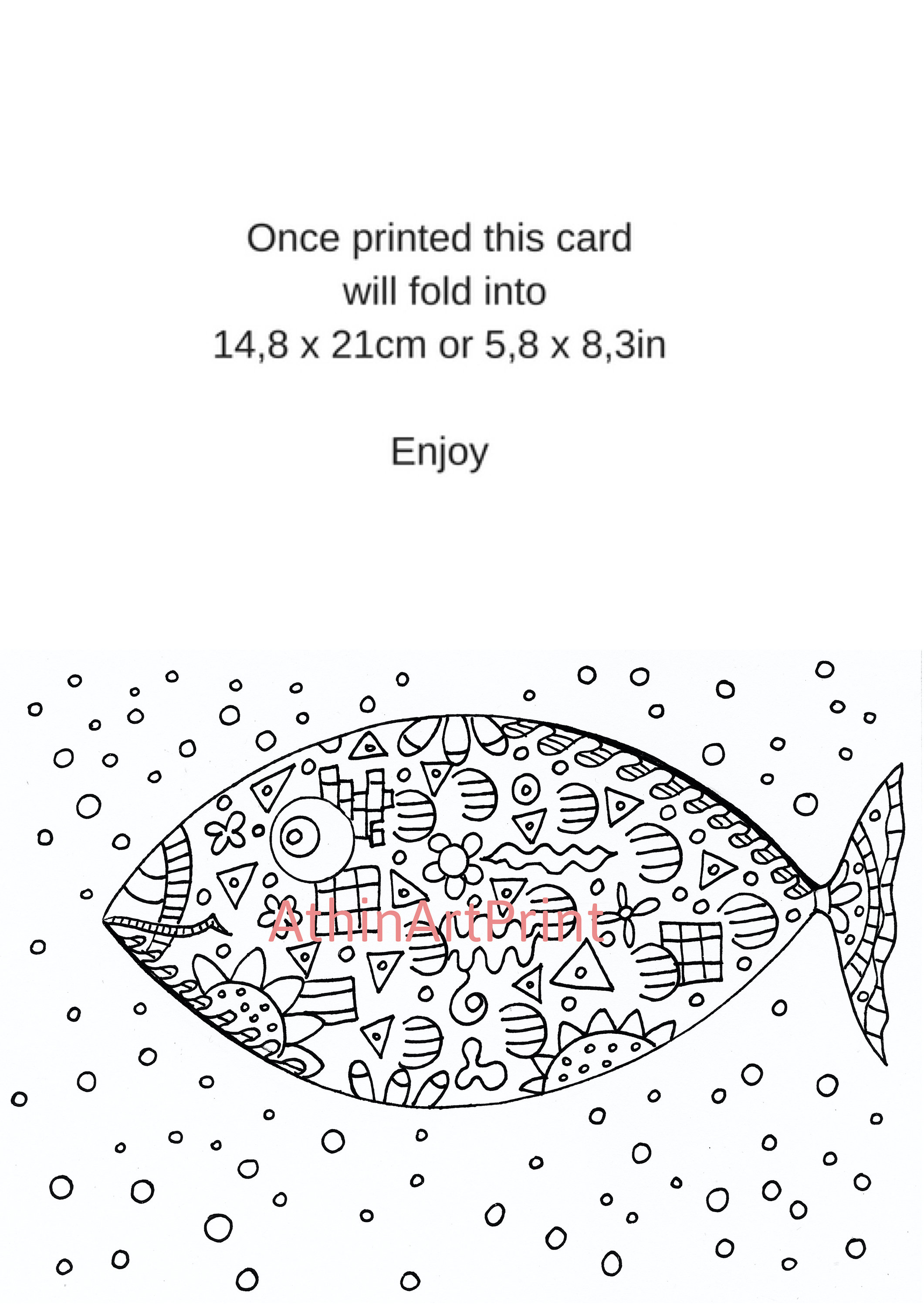 Kids Coloring Cards, Greeting Cards, Fish Coloring, Adult Coloring Card ...