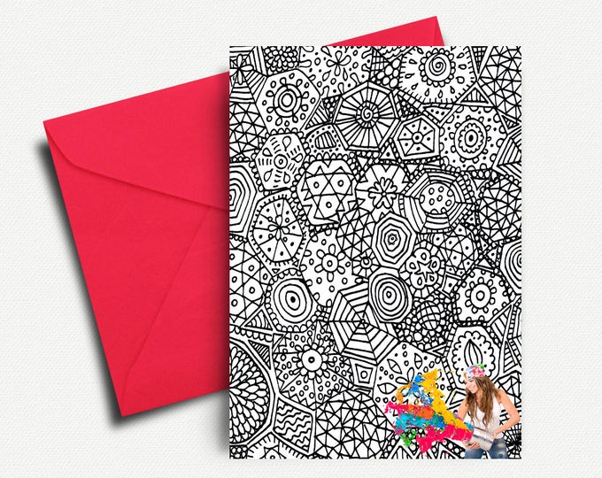 Adult Printable Coloring Cards | Labyrinth-inspired Flowers, Zentangle ...