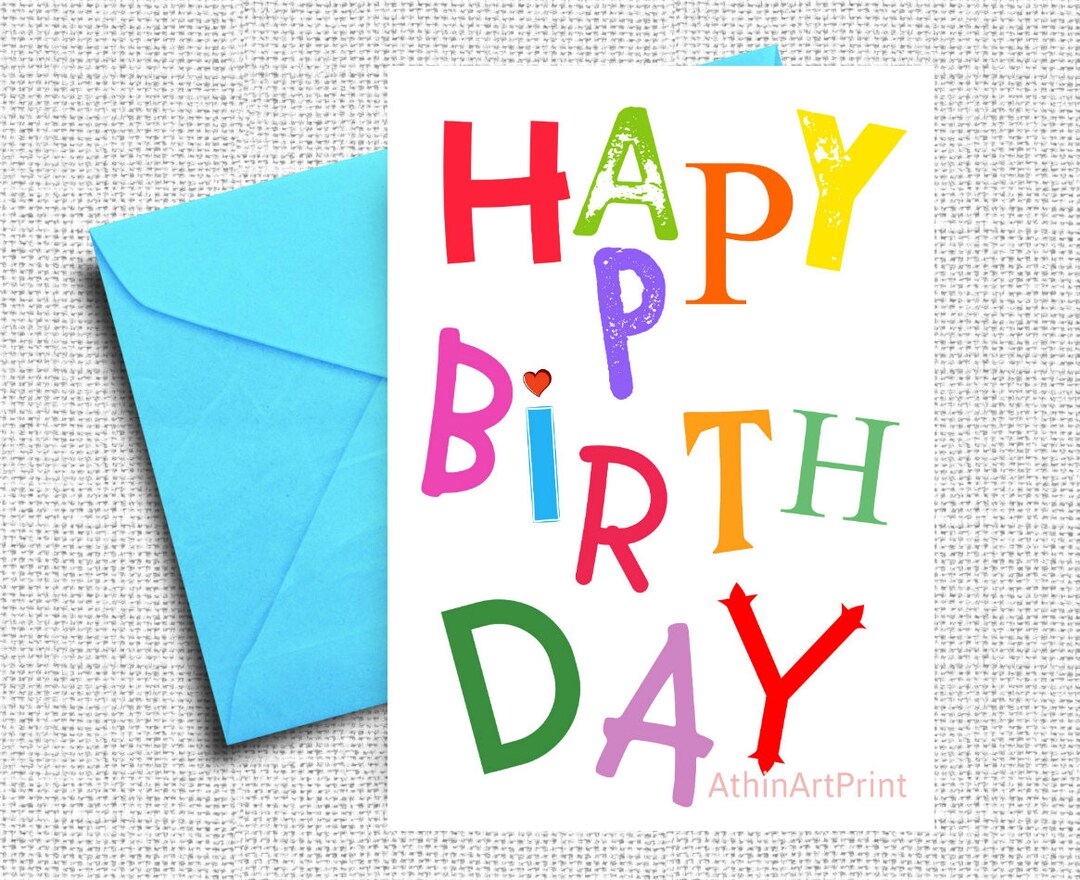 Birthday Card, Printable Bday Card, Greeting Card, Blank Birthday Card ...