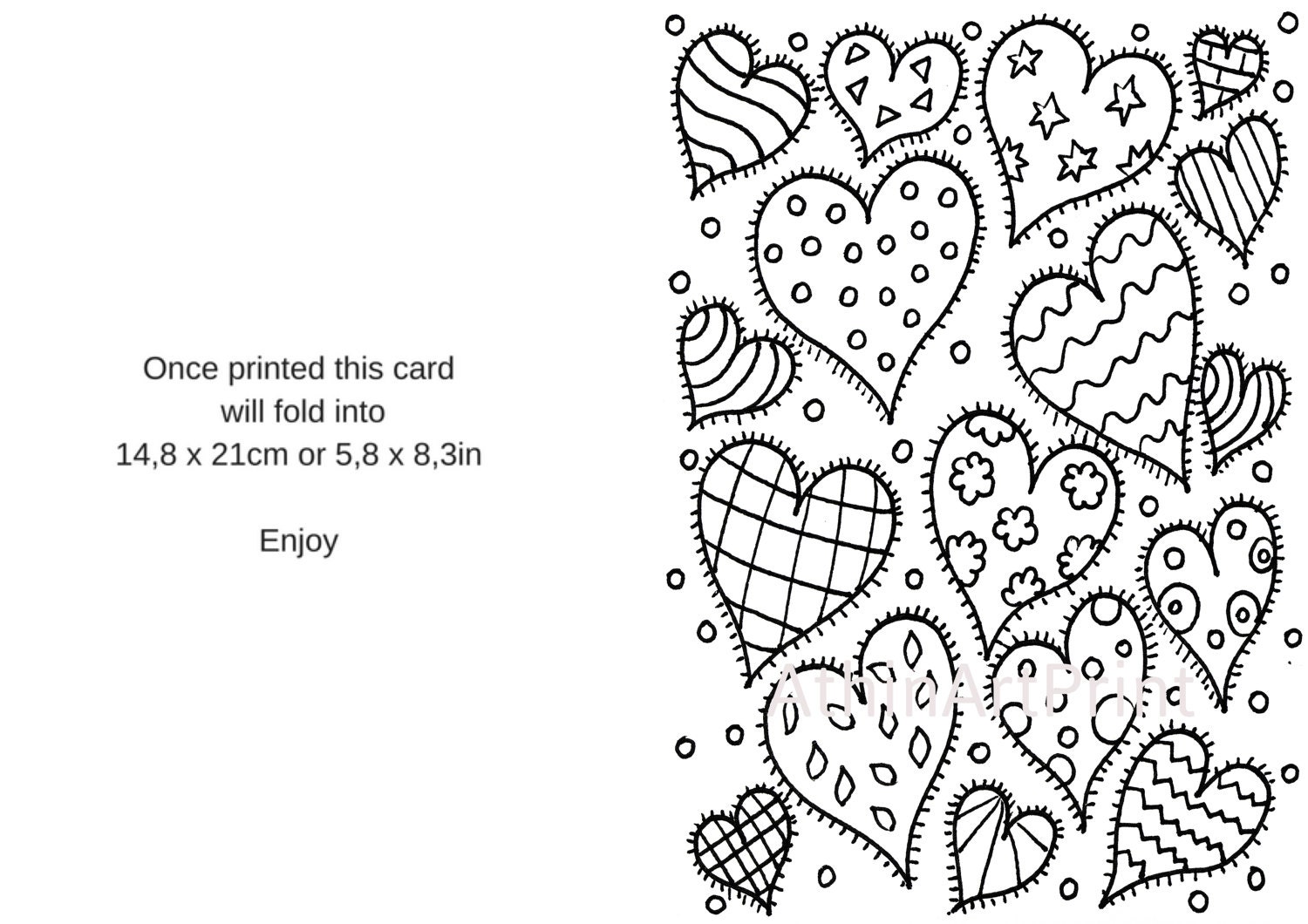 Valentine's Day Card, Coloring Cards, Love Card, Printable Valentine ...