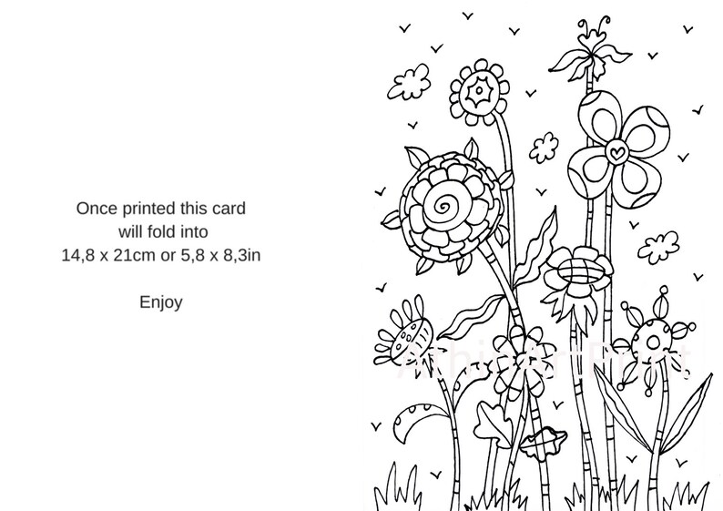 Printable Card, Adult Coloring Cards, Coloring Cards, Blank Coloring ...