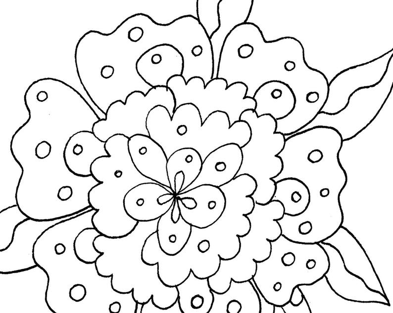 Calming Coloring Page for Adults & Kids | Flower in Bloom | Digital ...