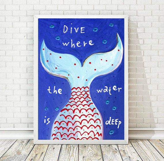 Printable Nursery Wall Art Dive Where the Water is Deep Printable ...