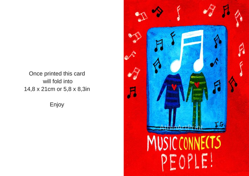Music Connects People | Printable Friendship Card | Music Teacher Gift ...