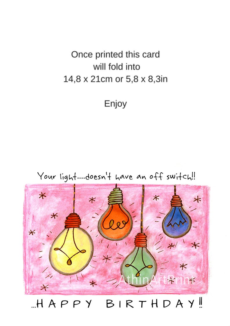 Birthday Card for Light & Joy | Printable, Blank Birthday Card ...